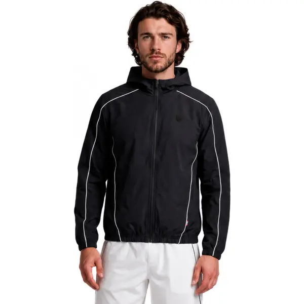 K-Swiss Performance Full Zip Hooded Windbreaker - Black/white