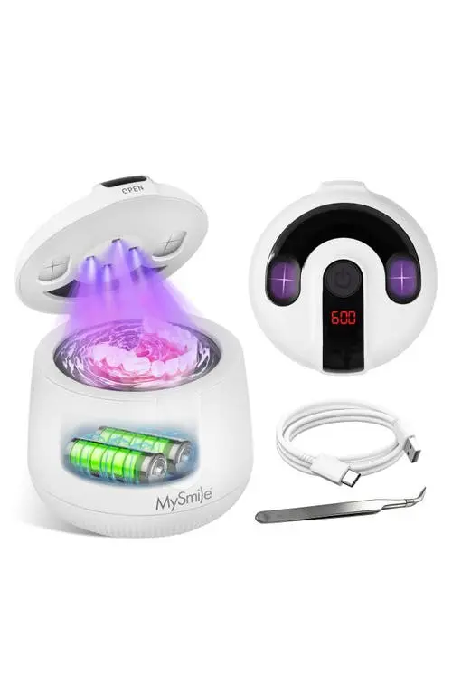 MYSMILE Cordless Ultrasonic Retainer & Jewelry Cleaning Pod With Digital Timer - White