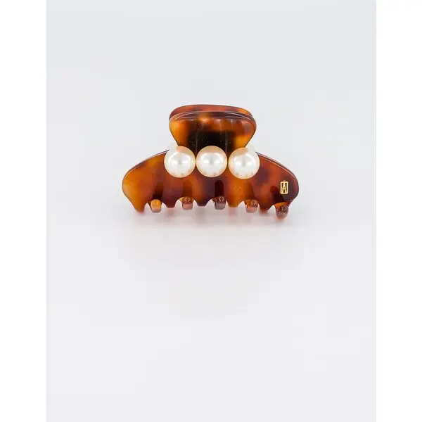 Alexandre De Paris Small Acetate And Pearl Hair Clip - Ecaille