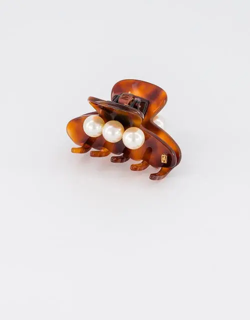 Alexandre De Paris Small Acetate And Pearl Hair Clip