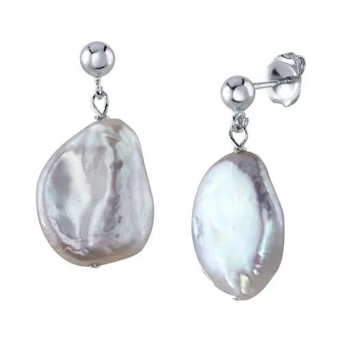 The Pearl Source Baroque Freshwater Pearl Drop Earrings - Sterling Silver