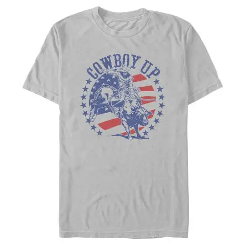 LOST GODS American Cowboy Up Graphic T-shirt - Ice Grey