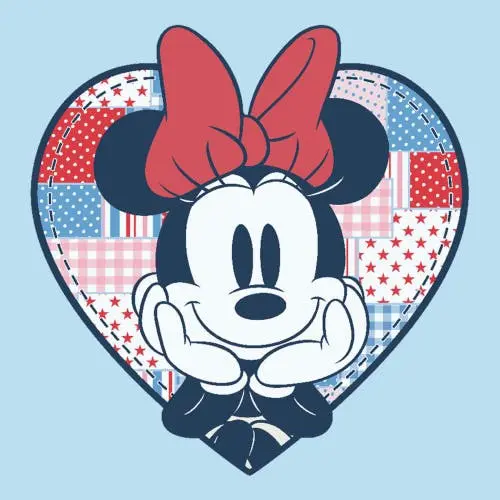 MINNIE MOUSE Cute Patchwork Heart Graphic T-shirt