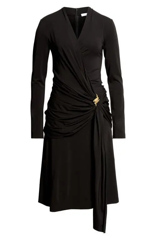 FERRAGAMO Long Sleeve Wrap Dress - Nero