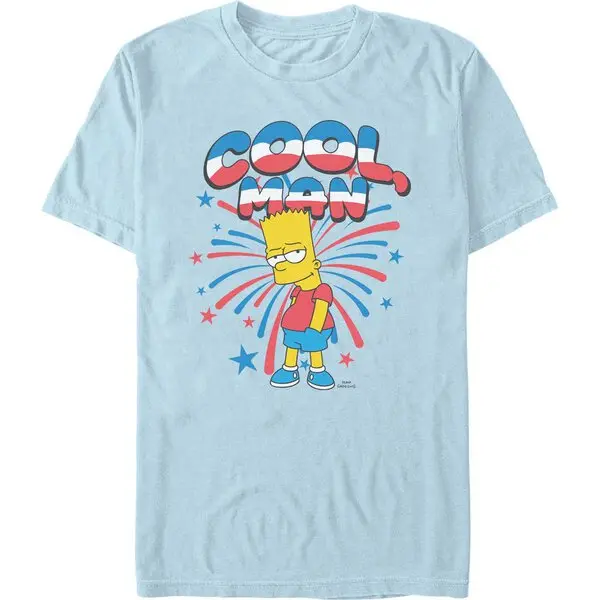 THE SIMPSONS Festive Cool Bart Graphic T-shirt - Light Blue