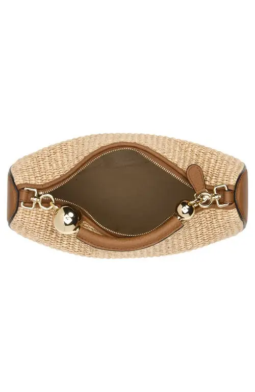 Strathberry Mini Crescent Moon Woven Raffia Shoulder Bag