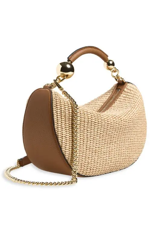 Strathberry Mini Crescent Moon Woven Raffia Shoulder Bag