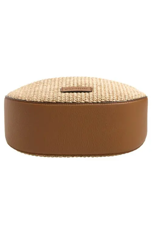 Strathberry Mini Crescent Moon Woven Raffia Shoulder Bag