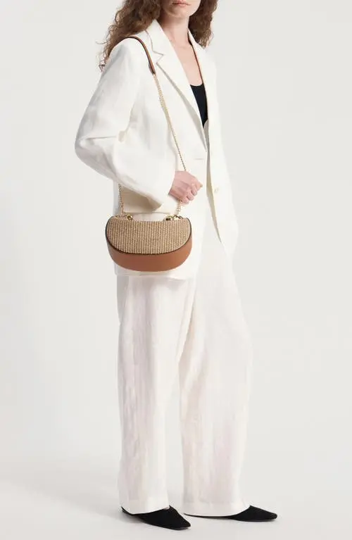 Strathberry Mini Crescent Moon Woven Raffia Shoulder Bag