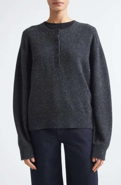 Loulou De Saison Malo Saddle Sleeve Cashmere Cardigan - Peppered Anthracite