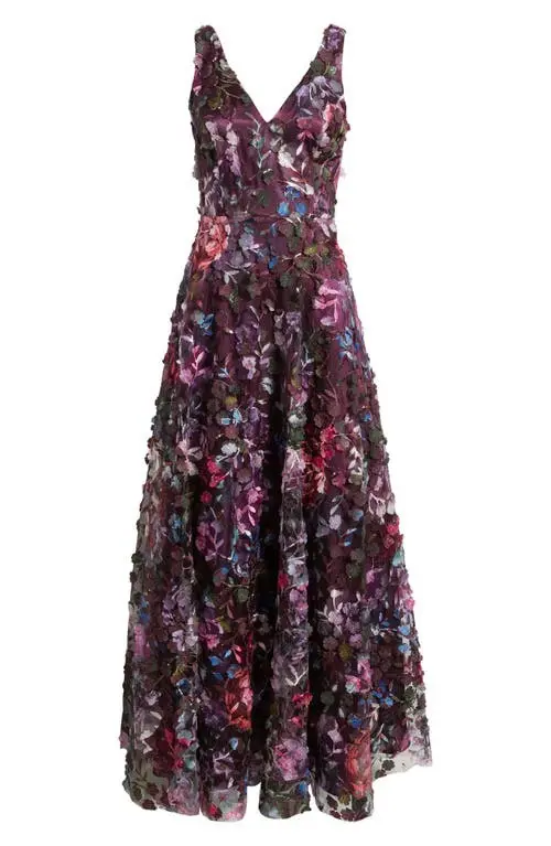 Eliza J Floral Appliqué Sleeveless Gown