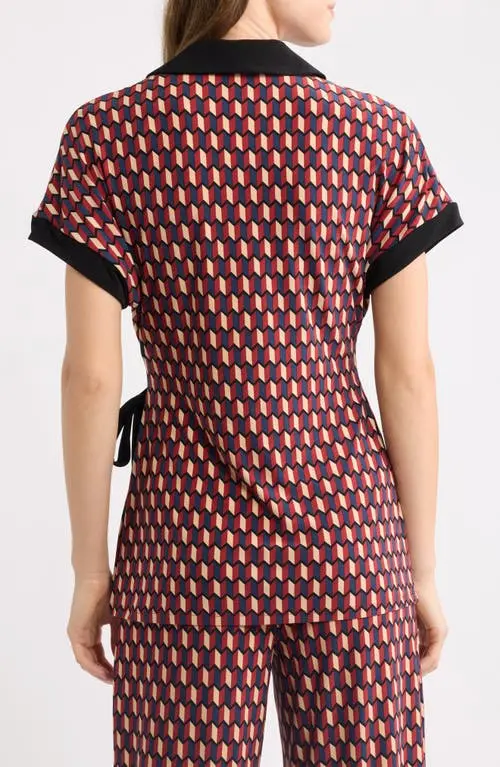 Anne Klein Print Wrap Top