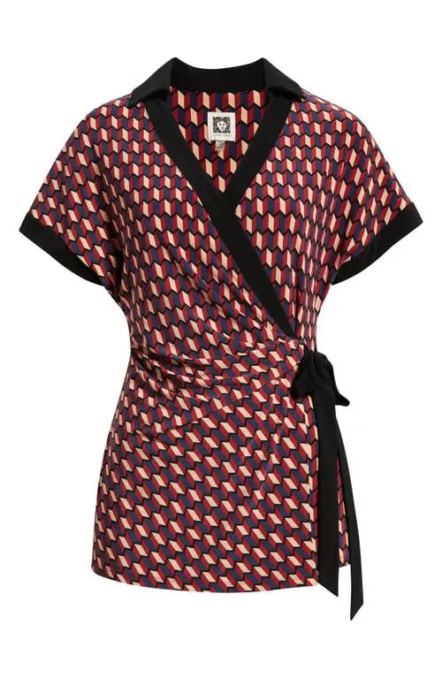 Anne Klein Print Wrap Top