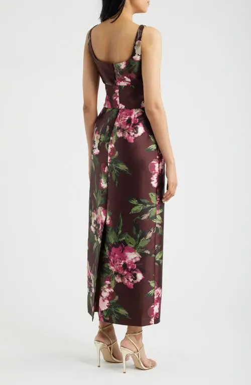 Julia Jordan Floral Print Sleeveless Satin Gown