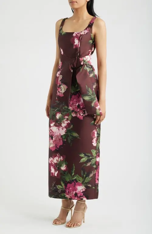 Julia Jordan Floral Print Sleeveless Satin Gown