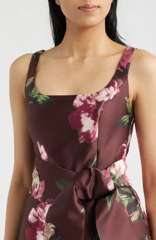 Julia Jordan Floral Print Sleeveless Satin Gown