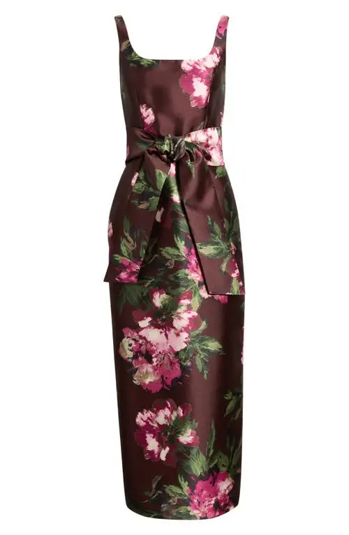 Julia Jordan Floral Print Sleeveless Satin Gown
