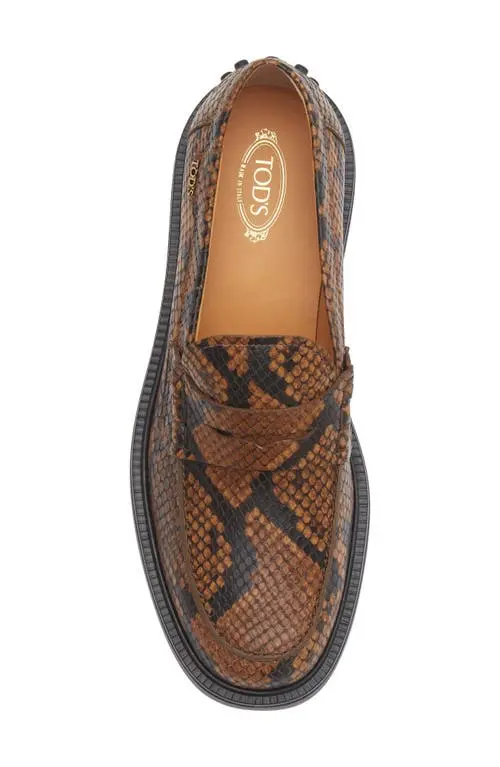 TOD'S Python Embossed Penny Loafer