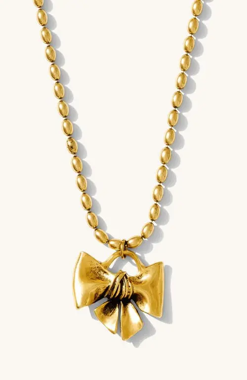 BEADS BY TARA Sculptural Bow Pendant Necklace - Gold