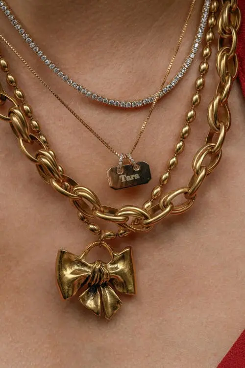 BEADS BY TARA Roxy Necklace Sculptural Bow Pendant In Antiqued
