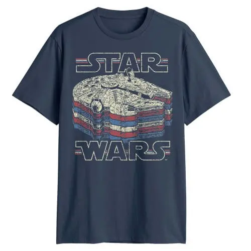 STAR WARS Millennium Falcon Retro Multi Stripes Graphic T-shirt - Navy Blue