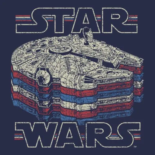 STAR WARS Millennium Falcon Retro Multi Stripes Graphic T-shirt
