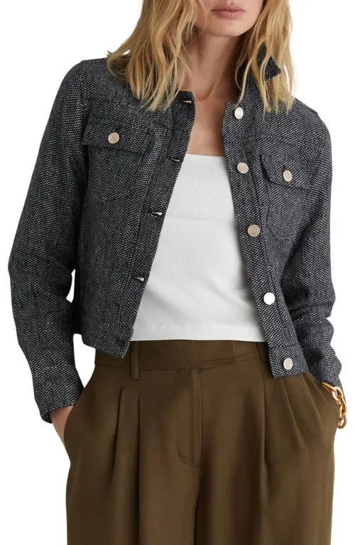 REISS Bree Linen & Cotton Cropped Jacket