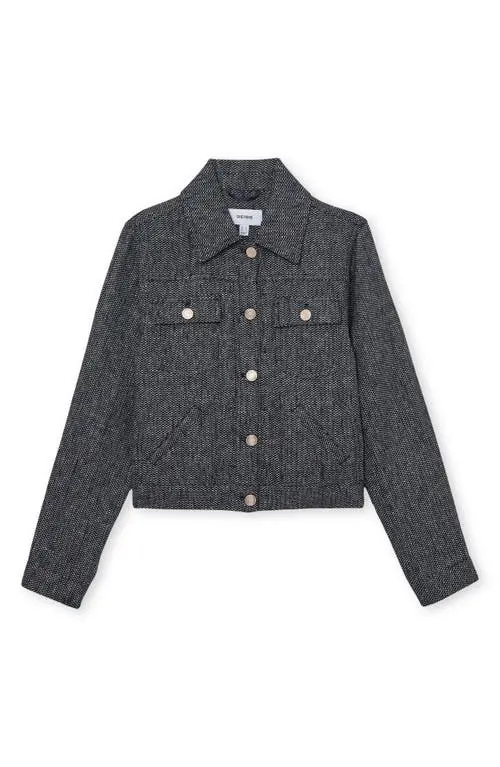 REISS Bree Linen & Cotton Cropped Jacket