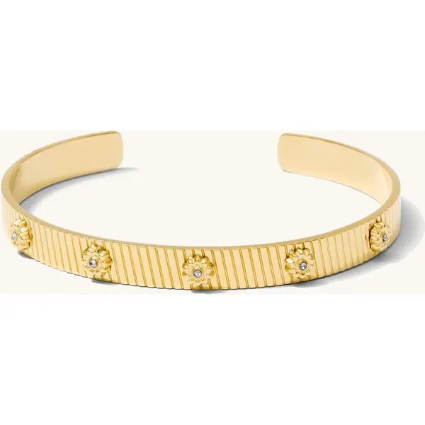 BEADS BY TARA Daisy Cuff Bracelet With Cz Detailing - Gold