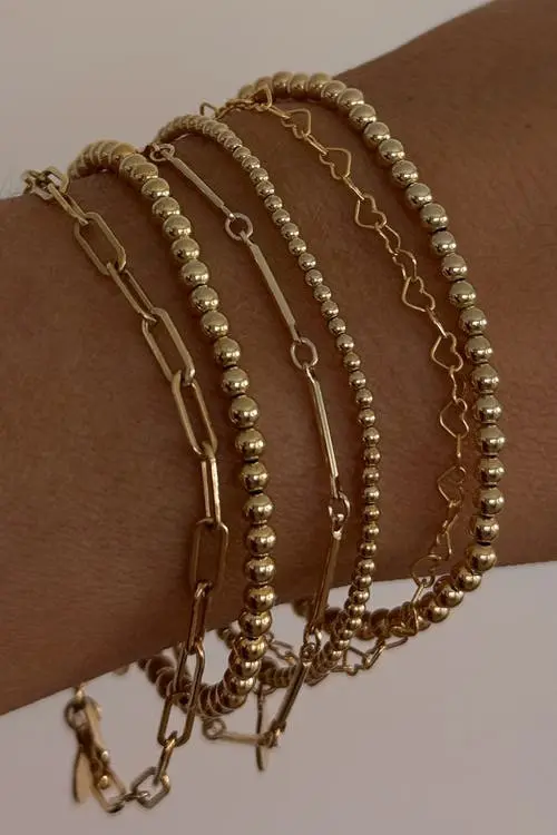 BEADS BY TARA 14k Fill Heart Link Bracelet