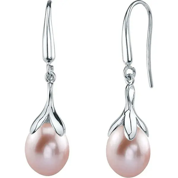 The Pearl Source 10-11mm Freshwater Cultured Pearl Drop Earrings - Sterling Silver