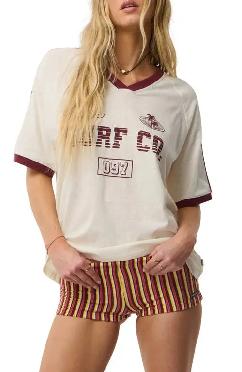 Rip Curl Retro Swell Striped Terry Shorts - Red Multi