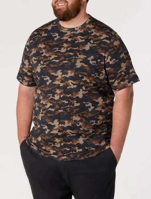 HARBOR BAY BY DXL Big & Tall Camo Print Pocket T-shirt