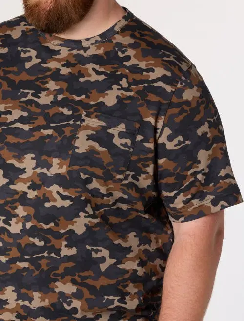 HARBOR BAY BY DXL Big & Tall Camo Print Pocket T-shirt