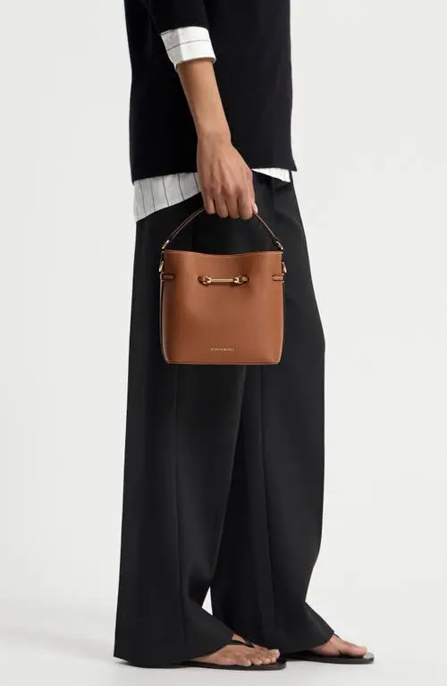 Strathberry Mini Corda Leather Bucket Bag - Chestnut