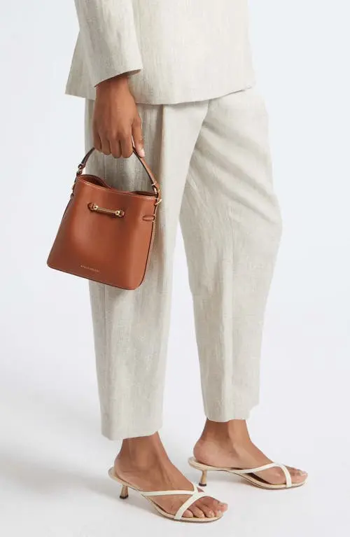 Strathberry Mini Corda Leather Bucket Bag - Chestnut