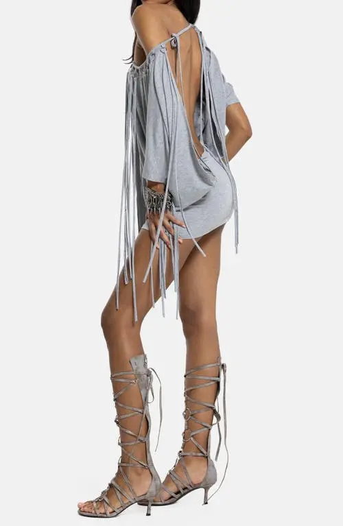JADED LONDON Ophidian Fringe Jersey Minidress