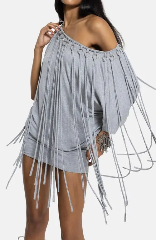 JADED LONDON Ophidian Fringe Jersey Minidress