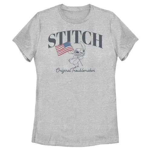 LILO & STITCH Original American Troublemaker Short Sleeve Graphic T-shirt - Athletic Heather