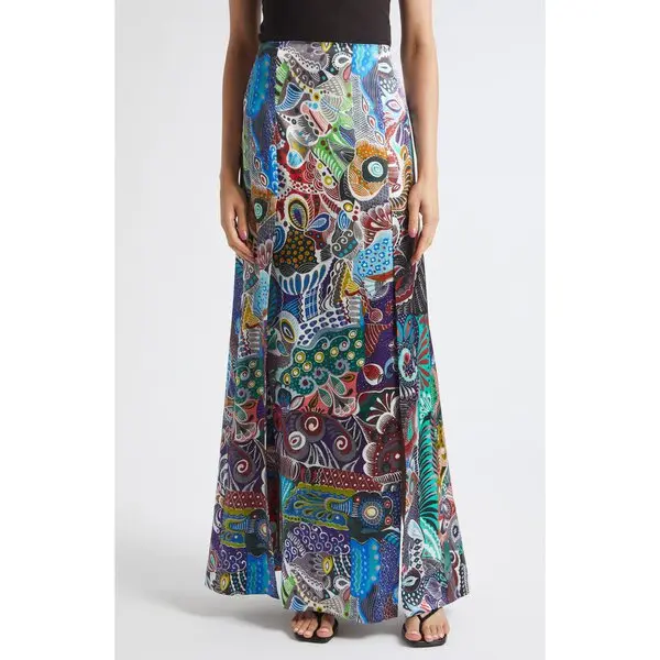 HEIRLOME Florence Print Silk Shantung Maxi Skirt - Multicolor