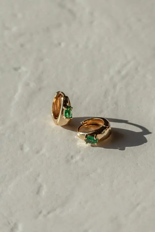 BEADS BY TARA Emerald Hoop Earrings