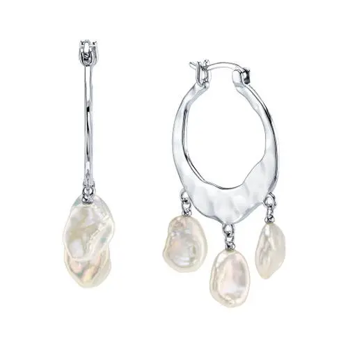 The Pearl Source White Freshwater Baroque Pearl Amara Earrings