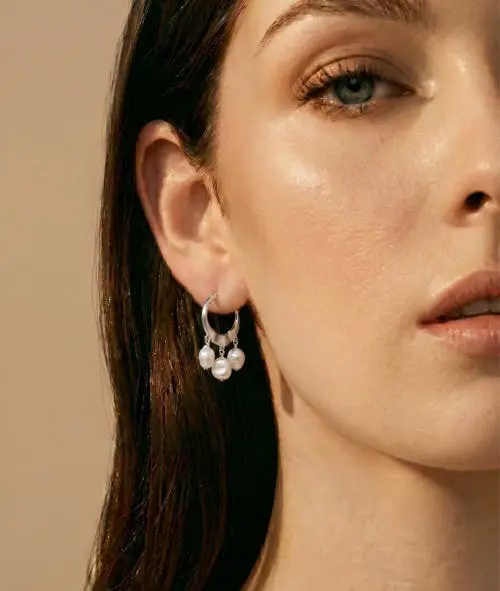 The Pearl Source White Freshwater Baroque Pearl Amara Earrings