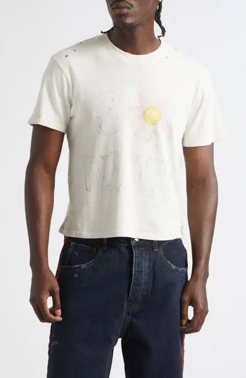 NAHMIAS Distressed Boxy Heaven Graphic T-shirt - Egg White