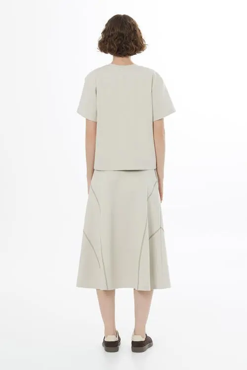 GIZIA Topstitched Embroidered T-shirt