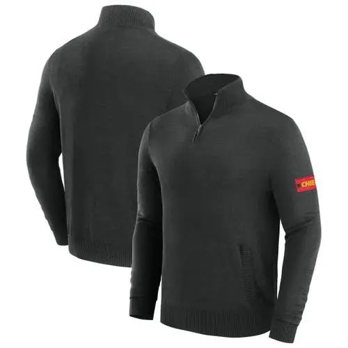 J. PALMER Kansas City Chiefs Franchise Quarter-zip Sweater - Black