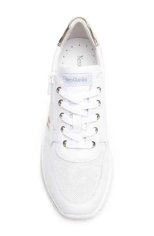 NEROGIARDINI Hidden Wedge Lace-up Sneakers With Perforated Panels