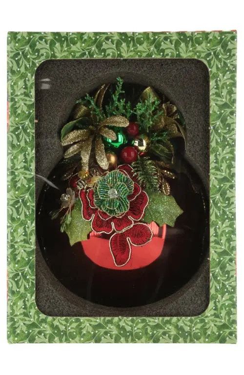 MARK ROBERTS Floral Jeweled Ornament - Red