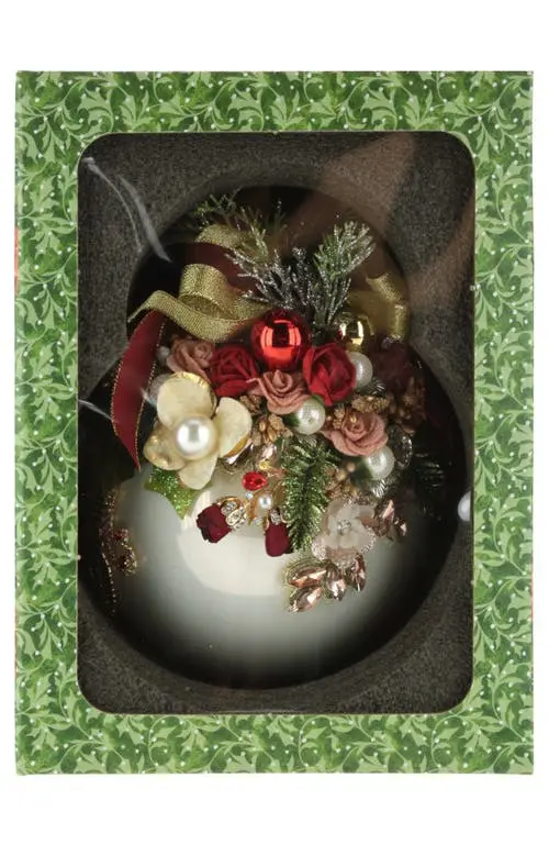 MARK ROBERTS Floral Jeweled Ornament - White