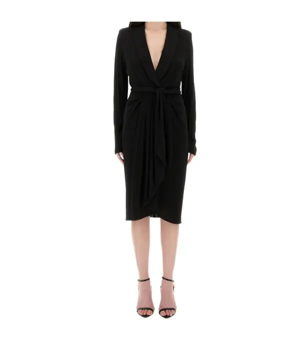 TOM FORD Long Sleeve Wrap Dress - Black